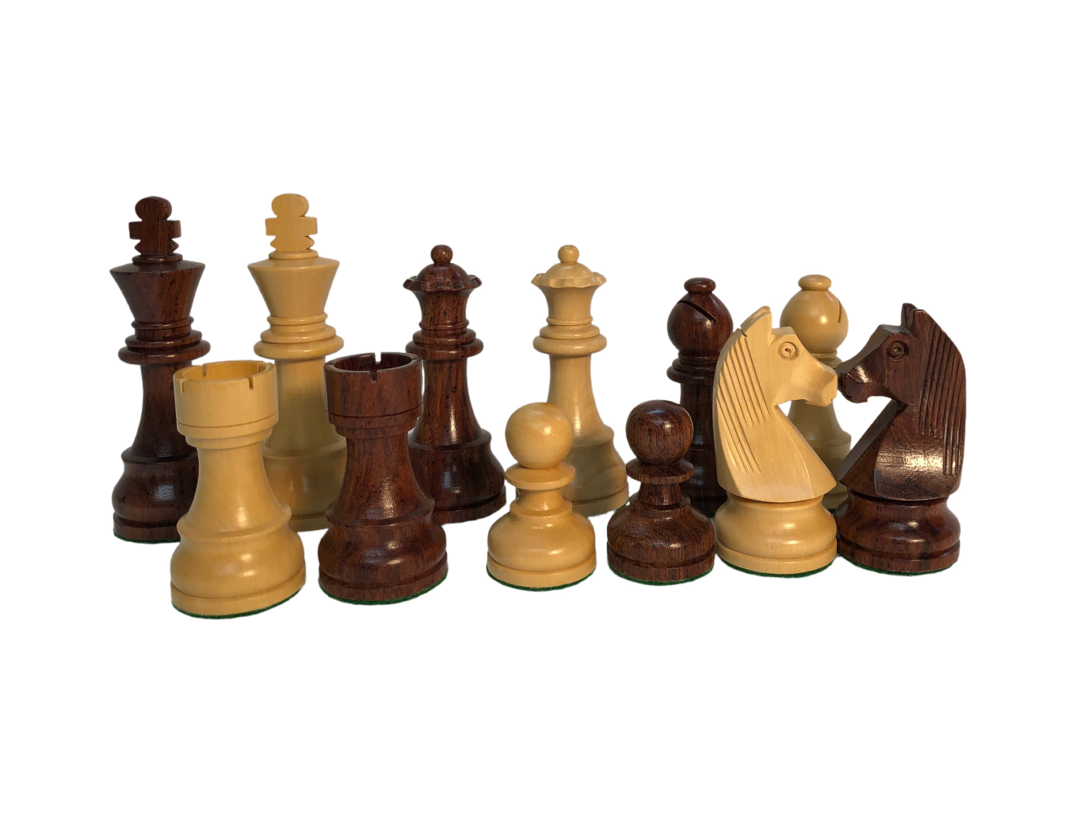 European Chess Set - Anjan Wood (4 Qs) - 3X Weighted - 3 3/4 K